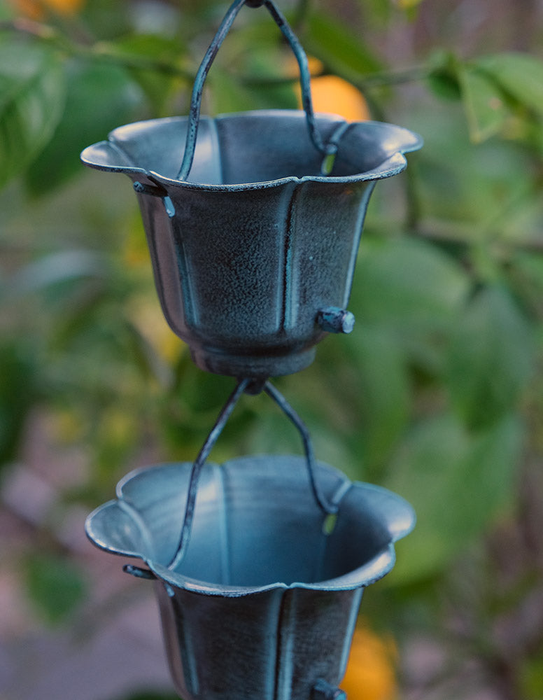 Powder Coated Patina Flower Cup 3149-PAT – RainChains.com