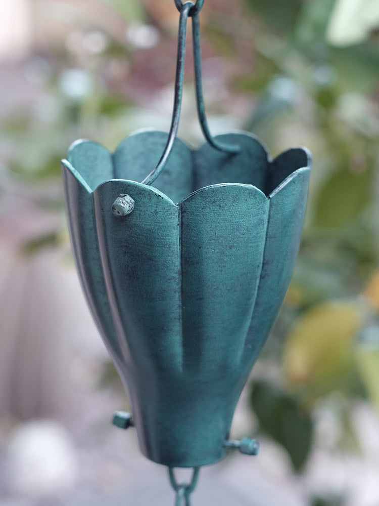 Extra Large Scallop Cup Patina Copper #3104-PAT CLEARANCE – RainChains.com
