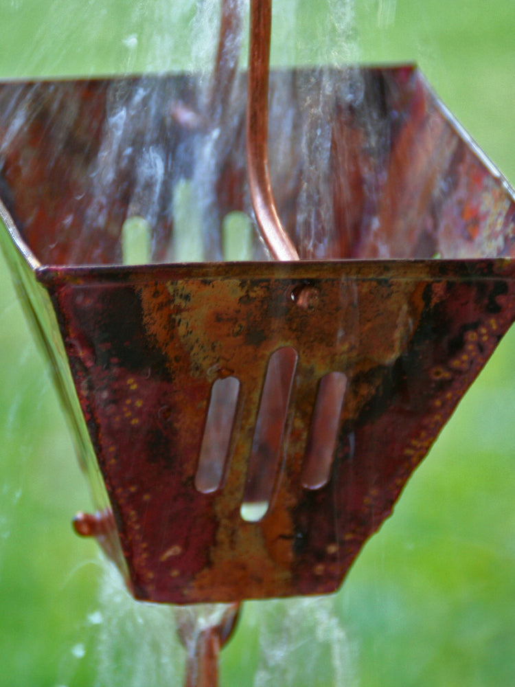 Slotted Square Pre-Aged Copper Cups #3121-AC – RainChains.com
