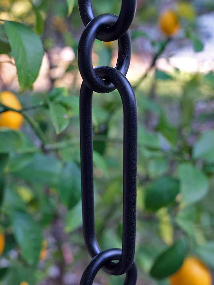 T6-BLK-Extended-Link-Rain-Chain-Powder-Coated-Black – RainChains.com